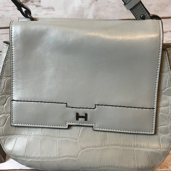 H by Halston | Bags | H By Halston Grey Leather Satchel | Poshmark